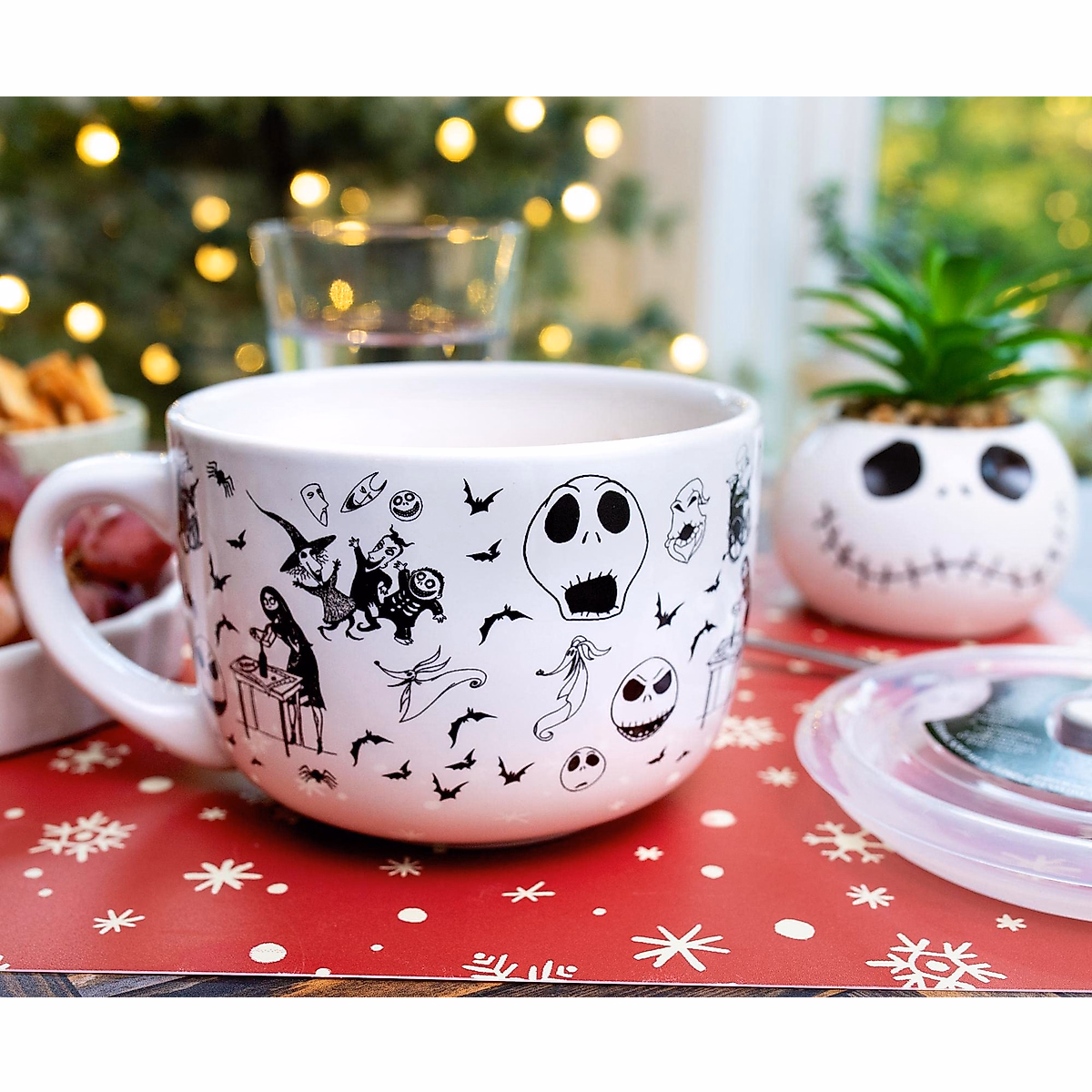 Disney The Nightmare Before Christmas Scary Citizens Ceramic Soup Mug With Lid