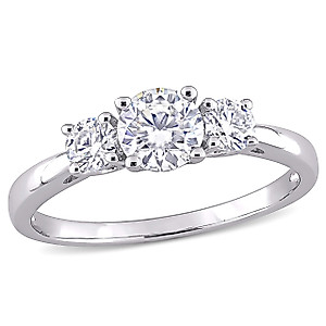 0.8 CT Moissanite Wedding Band for Women - Eternity Bands - Moissanite Wedding Rings for Women - Sterling Silver Rings - Anillo de Mujer - 3 Stone Anniversary Band - Moissanite Promise Rings (Size 5)