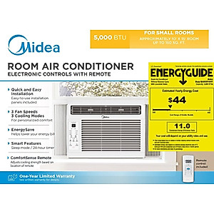 Midea 5,000 BTU ComfortSense Room Air Conditioner, White (MAW05R1WWT) (Renewed)