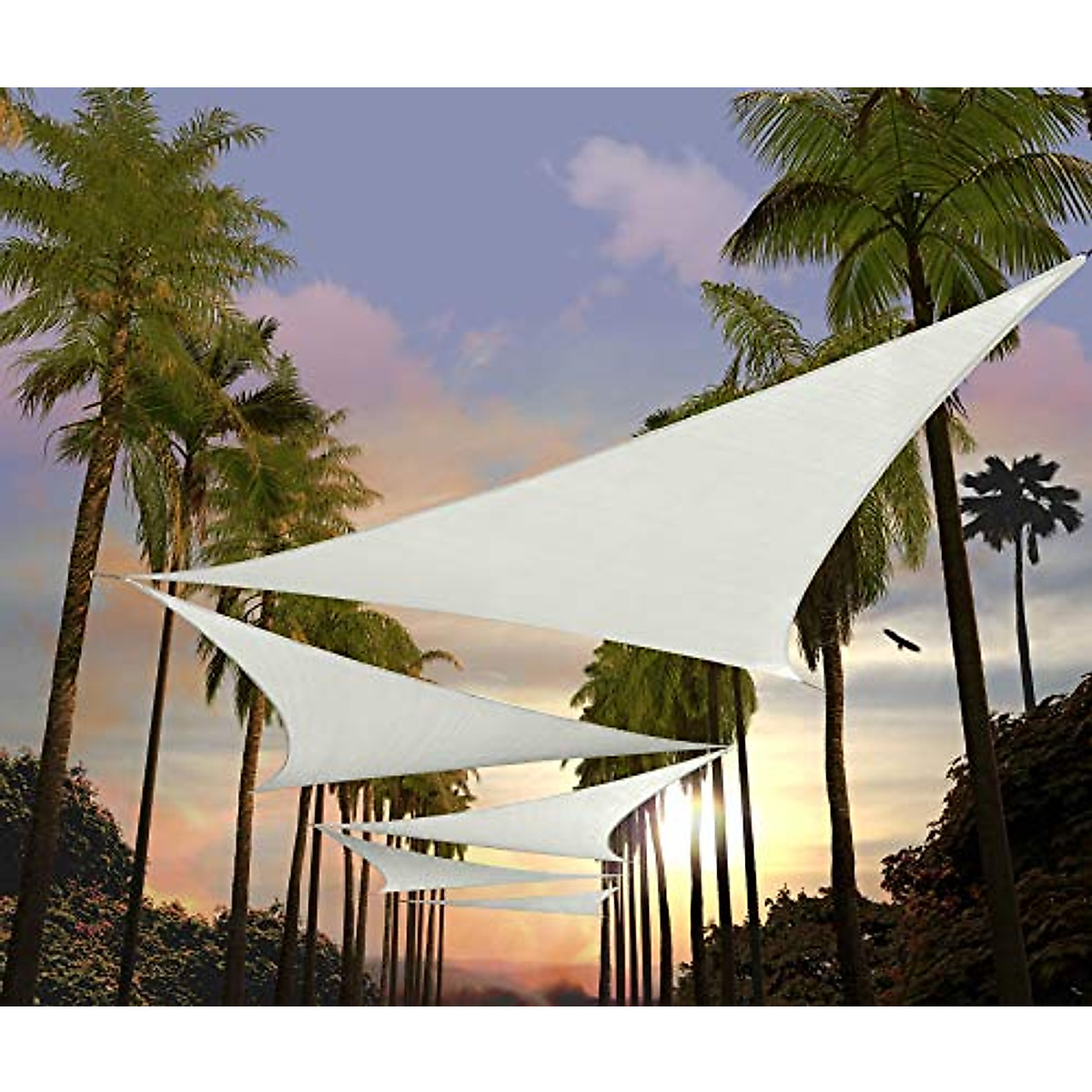 Amgo 14' x 14' x 14' White Triangle Sun Shade Sail Canopy Awning Shelter Fabric ATAPT14 - UV Block UV Resistant Heavy Duty Commercial Grade - Outdoor Patio Carport - (We Customize)