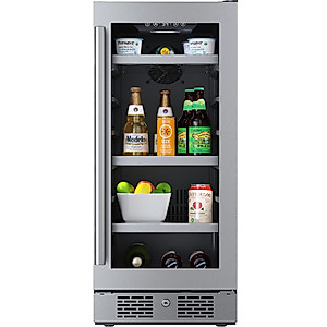 Avallon ABR152SGRH 15 Inch Wide 86 Can Beverage Center with LED Lighting