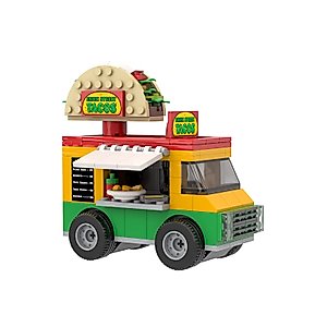 Brick Loot Taco Truck Toy Building Block Set with Spinning Street Sign, for Adults & Kids Age 6+, 100% Compatible with Lego and Other Major Brands, Custom-Designed Toy Building Set Model, 185 Pieces