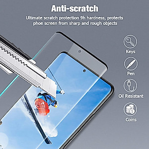 OuYteu [2+2 Pack] Galaxy S20 Glass Screen Protector and Camera Protector, HD Clear 9H Tempered Glass, Compatible Fingerprint, 3D Curved,Bubble-Free for Samsung Galaxy S20 Glass