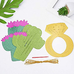 3 Pieces Mexican Fiesta Glitter Banner Taco Bout Love It's Time to Fiesta Cactus Pattern Garland Flag for Baby Shower Bridal Wedding Engagement Party Decorations