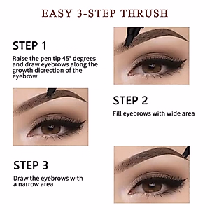 Waterproof Eyebrow Pen - Microblading Tattoo Brow Pencil, 24 Hours Long Lasting, Creates Natural Looking (2# Brunette)