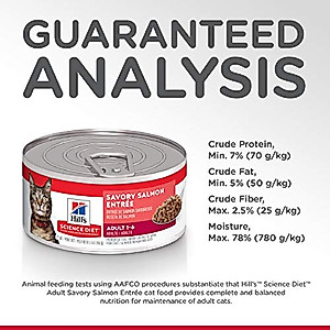 Hill's Science Diet Wet Cat Food, Adult, Savory Salmon Recipe, 5oz Cans, 24 Pack