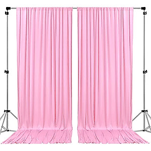 AK TRADING 10 feet x 10 feet Polyester Backdrop Drapes Curtains Panels with Rod Pockets - Wedding Ceremony Party Home Window Decorations - Pink (DRAPE-5x10-PINK), 5FT x 10FT