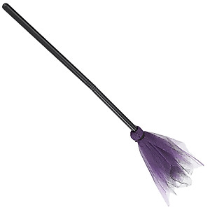 FOMIYES Halloween Witch Broom, Plastic Witch Broomstick Net Yarn Broom Prop for Halloween Costume Dress Up AccessoriesRandom Color