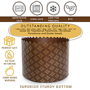 8oz Kulich Mold Easter Bread Paper Mold Paska |25 pcs| Easter Bread Forms - Panettone Paper Mold - Panettone Paper Baking Molds Universal - Brown Design W 3.55 x H 3.35-In