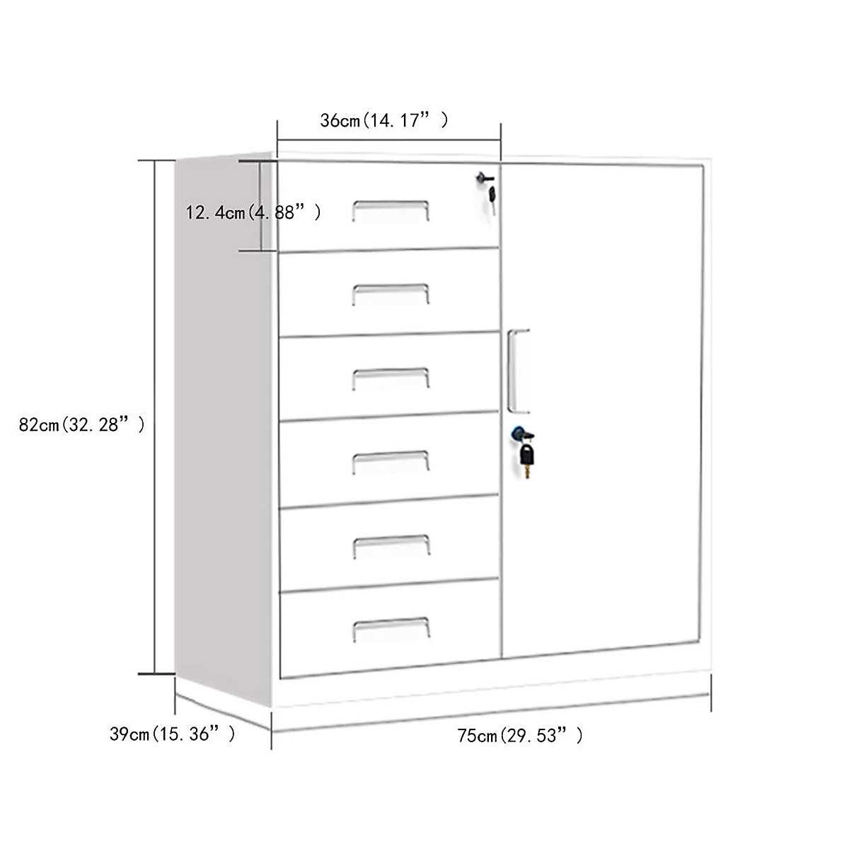 GRFIT File Cabinet Steel File Cabinet Office Data Cabinet Metal Storage Cabinet with Lock Locker with Drawer Filing Cabinets (Color : B)
