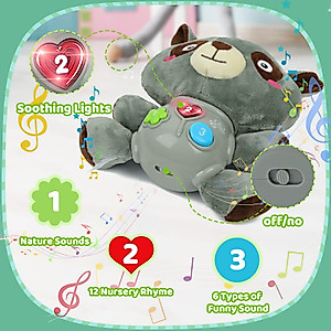 Vanmor Plush Racoon Baby Toys - Newborn Baby Musical Toys for Baby 0 to 36 Months - Stuffed Animal Light Up Baby Toys for Infants Babies Boys & Girls Toddlers 0 3 6 9 12 Month