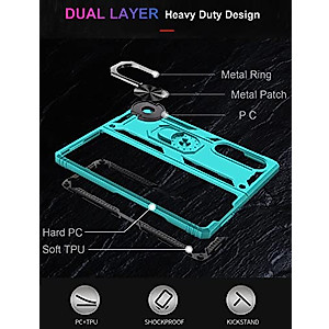 IKAZZ Galaxy Z Fold 3 Case,Samsung Z Fold 3 Cover Military Grade Shockproof Heavy Duty Protective Phone Case Pass 16ft Drop Test with Magnetic Kickstand for Samsung Galaxy Z Fold 3 Turquoise