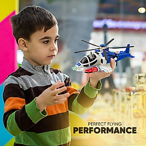 Toysery Bump and Go Helicopter Toys for Boys & Girls, Aircraft Toys Made with Durable Material, Helicopter Toy with Lights, Realistic Sound, Helicopter Toy for Gift, Perfect Kids Helicopter - Blue