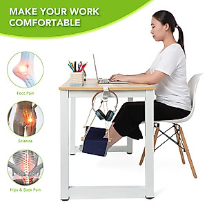 Foot Hammock Under Desk Footrest | Adjustable Office Foot Rest Under Desk Hammock | Portable Desk Feet Hammock with Headphones Holder (Black)