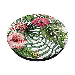 Cute Floral Hibiscus Flower Pattern Jungle Exotic Tropical PopSockets PopGrip: Swappable Grip for Phones & Tablets