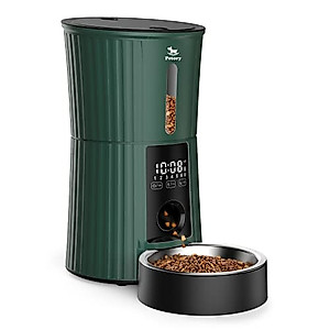 Petory Timed Automatic Cat Feeders - 4L Programable Dry Food Dispenser for Cats and Small Medium Dogs 6 Meals with Desiccant Bag Dual Power Supply 10S Voice Recorder