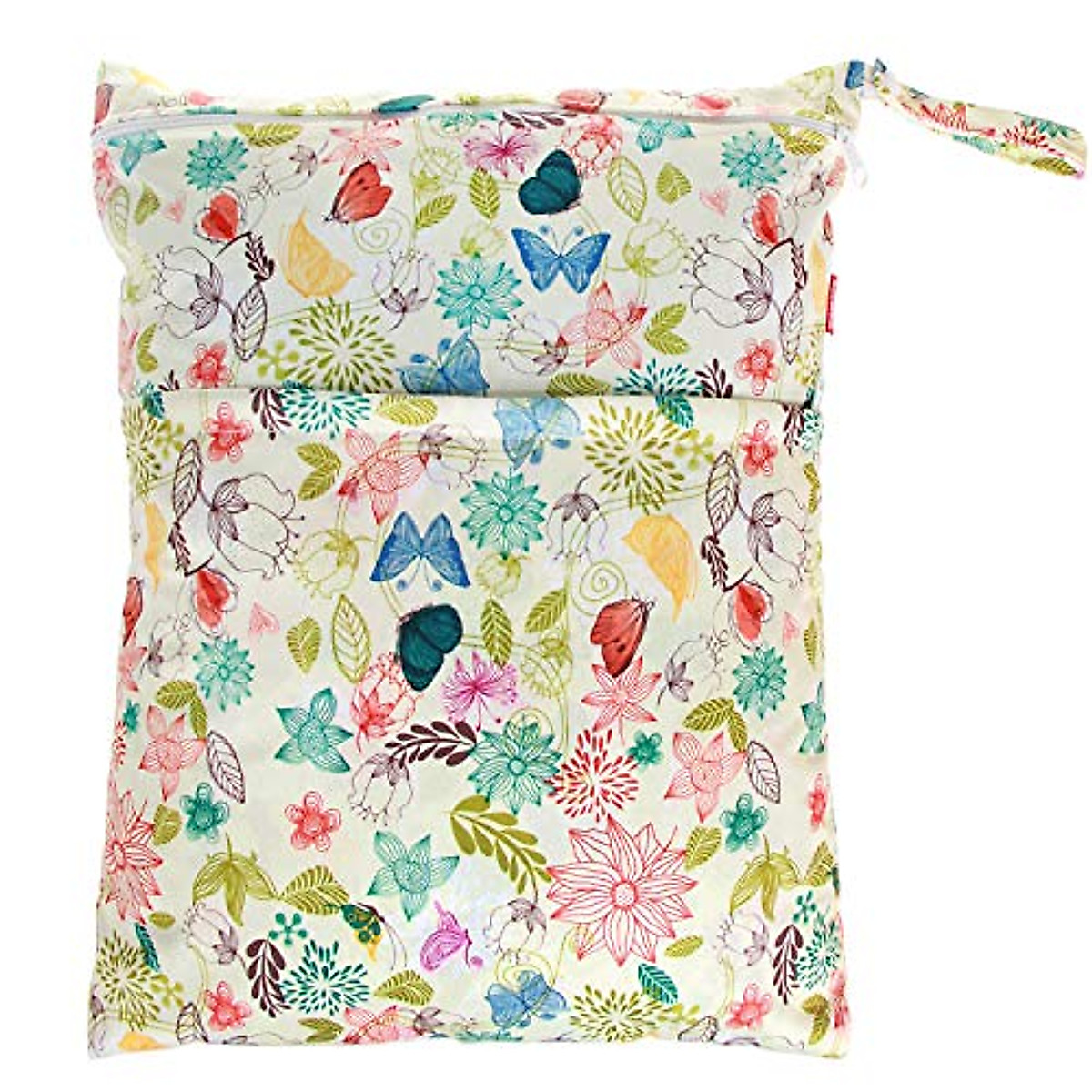 Damero 2pcs Travel Wet and Dry Bag, Reusable Wet Bags Organizer with Two Zippered Pocket for Cloth Diaper, Pumping Parts, Swimsuit and Gym, Jungle