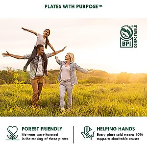 Paper Plates, 100% Compostable Heavy Duty, Disposable 7 Inch, Small Dessert Plate - [125-Pack] - {PFAS-Free} - {BPI Certified} Eco-Friendly, Biodegradable Bagasse Natural Brown 7" Small Plates