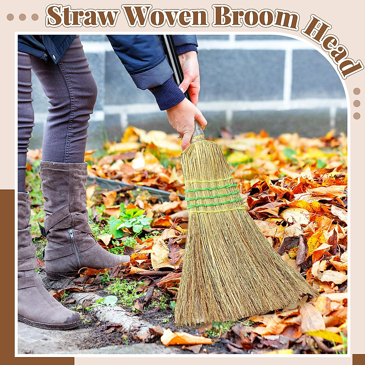 Maxcheck 6 Pcs Corn Broom with Handle Heavy Duty Broom for Sweeping Indoor Outdoor Broom for Kitchen Courtyard Garage Lobby Office, 59.8"