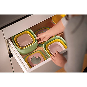 Guzzini - Kitchen Active Design, STORE&MORE BIO Set of 3 Shallow Airtight Fridge/Freezer/Microwave Containers - Multicolour, 19,5 x19,5 x h9,3 cm | 450/975/1900 cc - 17072552