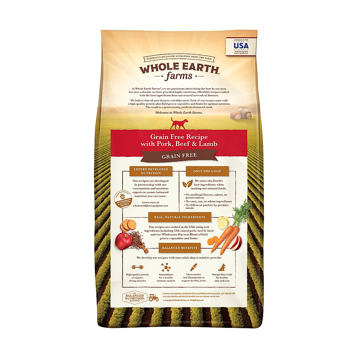 Whole Earth Farms Natural Grain Free Dry Kibble, Wholesome And Healthy Dog Food, Pork, Beef, And Lamb Recipe - 4 LB Bag