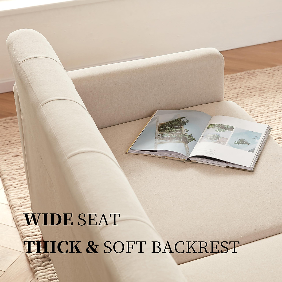 Weture 65" Loveseat Sofa, Mid Century Modern Love Seat Couches for Living Room, Comfy Upholstered Sofa Couch for Bedroom, Tufted Design 2 Seater Love Seat Sofa for Small Spaces (Linen-Beige Cream)