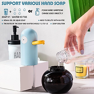 Uiifan 2 Pcs Automatic Soap Dispenser Cute Duck Foaming Hand Soap Dispenser Rechargeable Automatic Soap Dispenser for Bathroom Kitchen Restaurant Office Countertop Blue, 13.5 oz