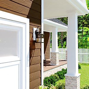 VAXCEL Yellowstone 1 Light Bronze Rustic Moose Tree Outdoor Wall Lantern Clear Glass