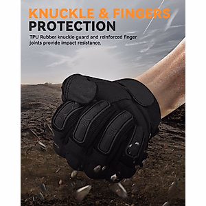 KUMGIM Tactical Gloves for Men Women, Motorcycle Gloves Touchscreen Airsoft Hunting Shooting Gloves Black Tan for Outdoor Paintball Work Motorcycle Climbing Survival Training