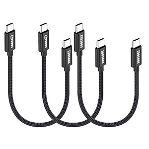 COSOOS 3-Pack Short USB C to USB-C Cables (10in/26cm) Nylon Braided 60W Fast Charging Syncing Type C Cable Cord for iPhone 15 Pro Max, Samsung Galaxy S23, Z, iPad Pro, PD C Charger
