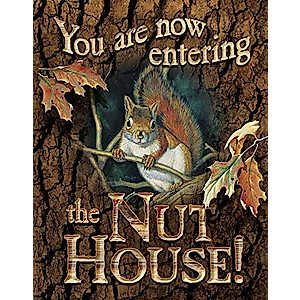 You are Entering The Nut House Squirrel Tin Signs Vintage Metal Sign for Cafe Home Farm Supermarket Bar Pub Garage Hotel Diner Mall Garden Door Wall Decor Art 8x12inch