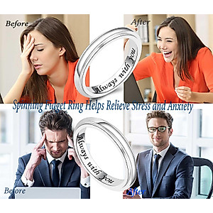 JLYY Silver Fidget Spinner Ring Band for Anxiety Relief ADHD Autism Stress Releasing S925 Sterling Inspirational Spinning Ring for Women Christtmas Gift