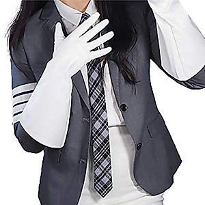 DooWay Unisex White Oversize Long Gloves Faux Leather 38cm Wide Balloon Puff Sleeves Large Over Coat
