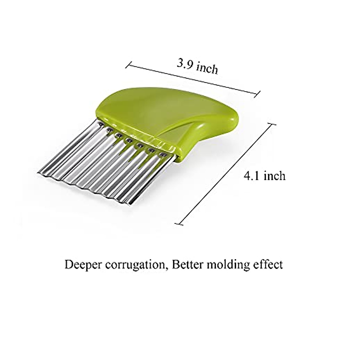 Crinkle Cutter, Stainless Steel Waffle Fry Cutter, Wavy Chopper for Veggies Potato Carrots Butter Lettuce, 2 PCS(Green and Blue)