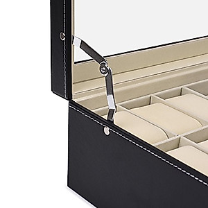 JS NOVA JUNS 6 slots watch box Jewelry Organizer Lockable Sunglass Display Case with Black Faux Leather