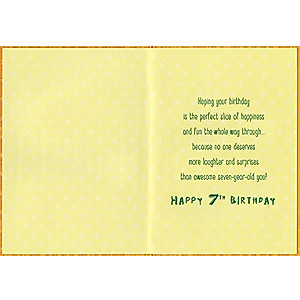 Designer Greetings Pizza Slice with Candles Age 7 / 7th Birthday Card