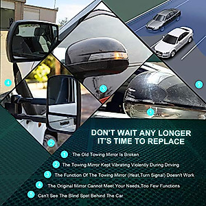 SCITOO Towing Mirror for 2004-2006 for Ford for F-150 Rear View Mirror Automotive Exterior Mirror with Power Heated Front LED Signals (Driver Side)