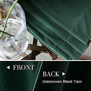 jinchan Velvet Blackout Curtains for Living Room, Thermal Insulated Luxury Drapes for Bedroom 108 Inch Long, Room Darkening Window Treatments Rod Pocket 1 Panel, Emerald Green