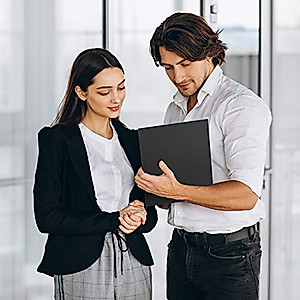 Dunwell Plastic Folders with Pockets - (Black, 3 Pack), 2 Pocket Poly Folders for School, Home or Office, Durable Heavy Duty File Folders, Includes Removable Adhesive Labels