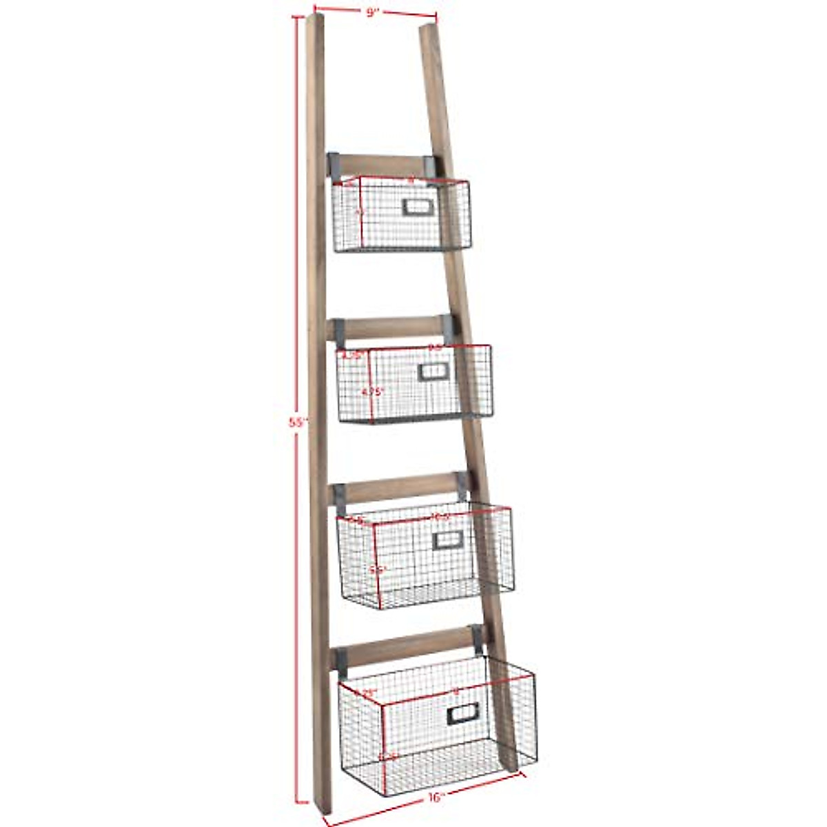 Wald Imports 4408 Wall Ladder, Bookcase, Brown
