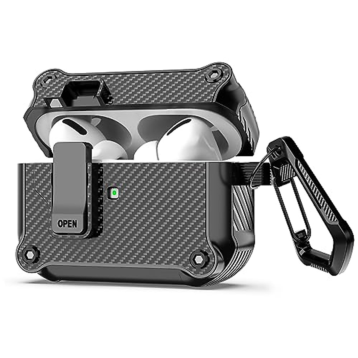 Lopnord for AirPod Pro Case Cover (2019/2022/2023) with Automatic Lock, Shockproof Case Compatible with AirPods Pro 2nd Generation/1st Generation, for iPods Pro Case with Keychain for Men Women