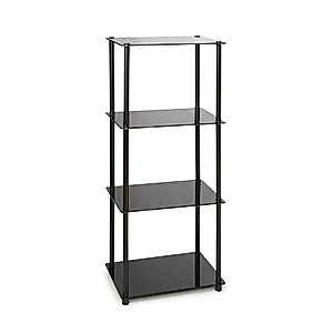 Convenience Concepts Designs2Go Classic Glass 4 Tier Tower, Black Glass
