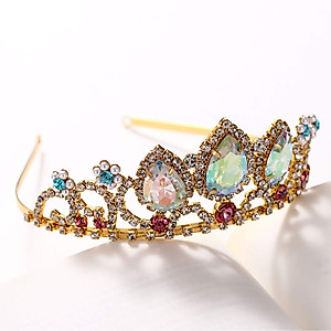 FUNLMO Rapunzel Crown Princess Crown Tangled Crown Rapunzel Tiara Rapunzel Costume Accessories for Women Halloween Cosplay Bridal Wedding Prom Birthday Gifts