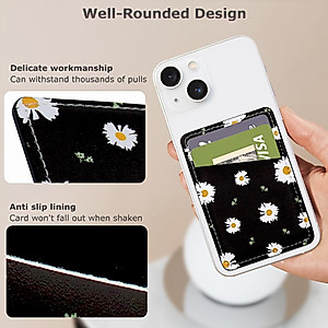 2Pack Card Holder for Phone Case, Leather Phone Card Holder, Cute Stick On Credit Card Wallet for Back of Phone iPhone and Android - White,Black