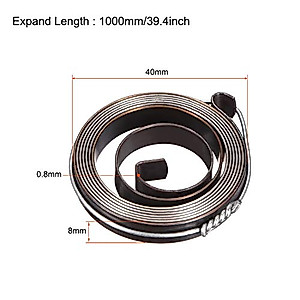 uxcell Drill Press Return Spring, Quill Spring Feed Return Coil Spring Assembly, 3.3Ft Long, 40 x 8 x 0.8mm 2PCS