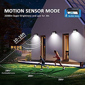 BAXIA TECHNOLOGY Solar Lights Outdoor Waterproof, 100 LED Solar Motion Sensor Lights with Wide Angle Super Bright Security Solar Wall Lights for Garden, Fence, Front Door, Yard, [2 Pack]