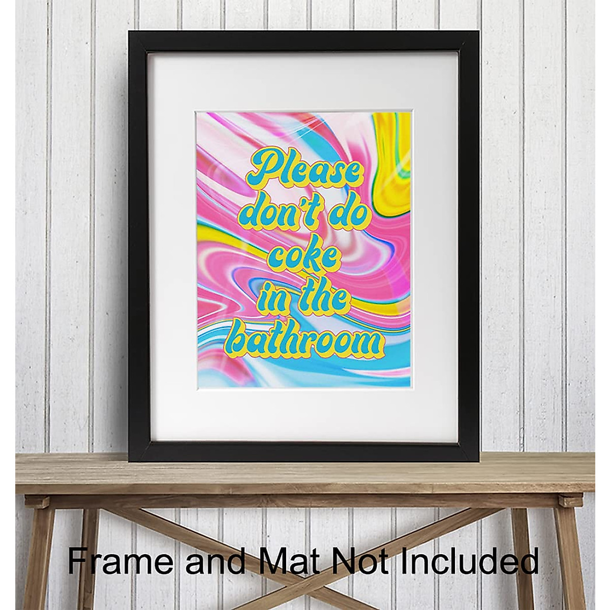 Hippie Trippy Bathroom Wall Art - Bath Wall Decor - Powder room Decor - Restroom Sign - Funny Bathroom Decor - Please Don't Do Coke In the Bathroom Poster - Psychedelic Room Decor - Dorm Room Decor