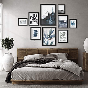 Americanflat 9 Piece Black Framed Gallery Wall Art Set - Abstract Indigo Landscapes