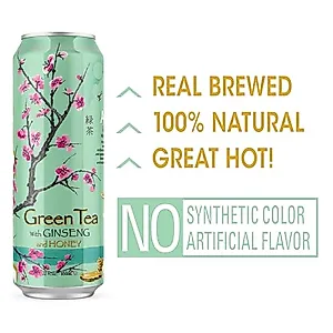 AriZona Green Tea with Ginseng and Honey - Big Can, 22 Fl Oz (Pack of 12)