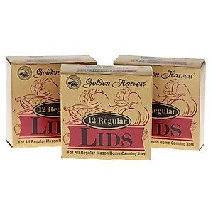 Golden Harvest Regular Canning Lids 3 Packs of 12 (36 Total Lids)